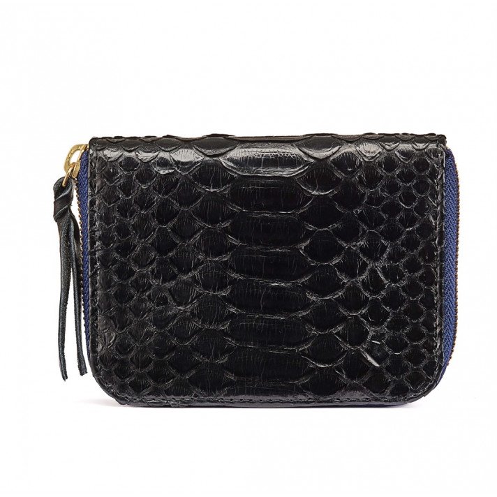 PORTEFEUILLE PYTHON MINI BOB NOIR CLARIS VIROT | Boutique La Suite