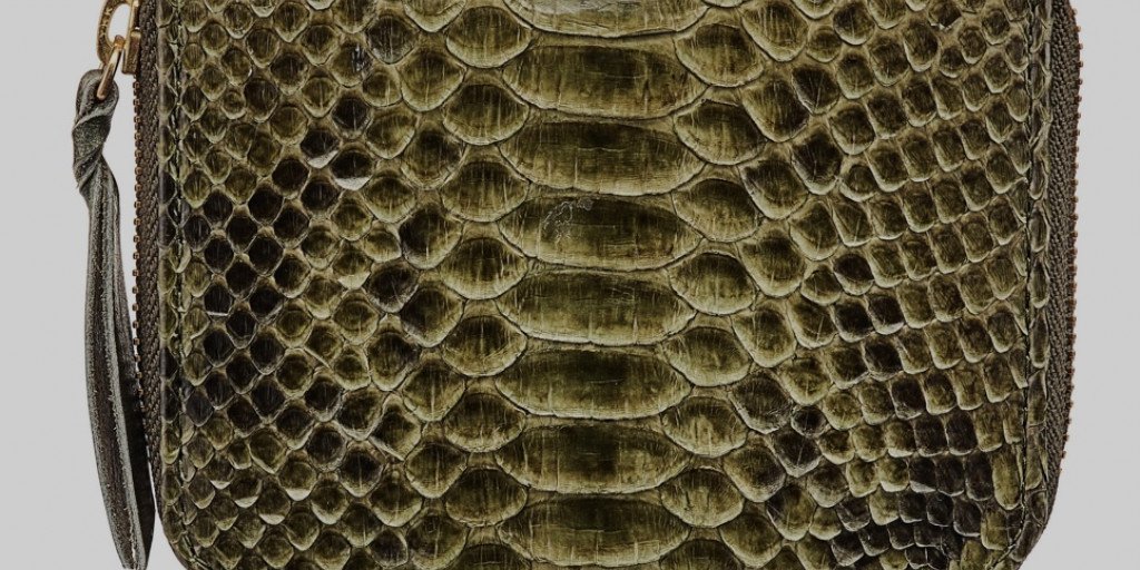 PORTEFEUILLE PYTHON KAKI MINI BOB CLARIS VIROT | Boutique La Suite
